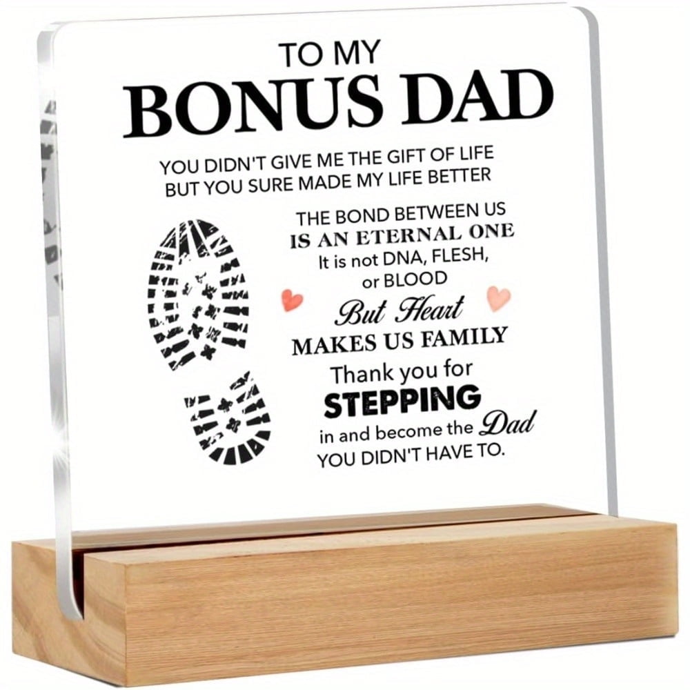 Acrylic Bonus Dad Appreciation Plaque - Uncharged Stepfather Gift For ...