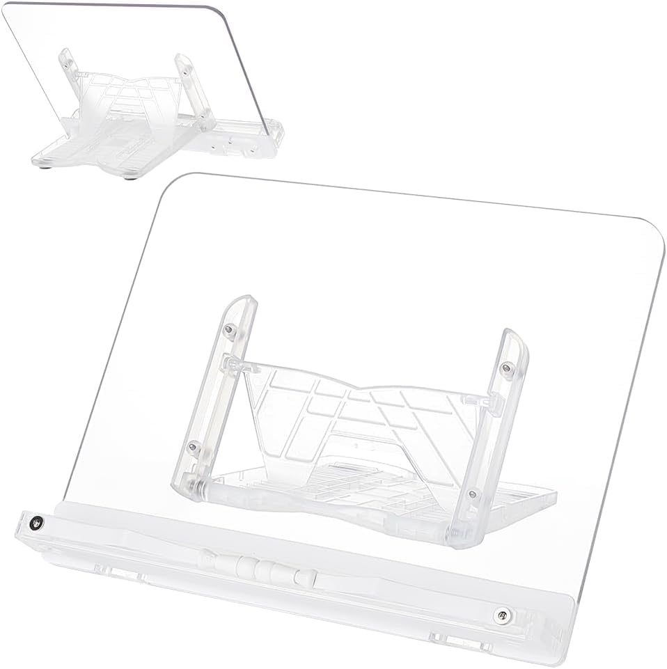 Acrylic Book Stand 12x9 Inch Adjustable Book Holder for Reading Clear ...