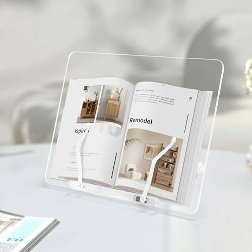 Acrylic Book Stand, Clear Book Holder for Reading Hands Free, Angle ...