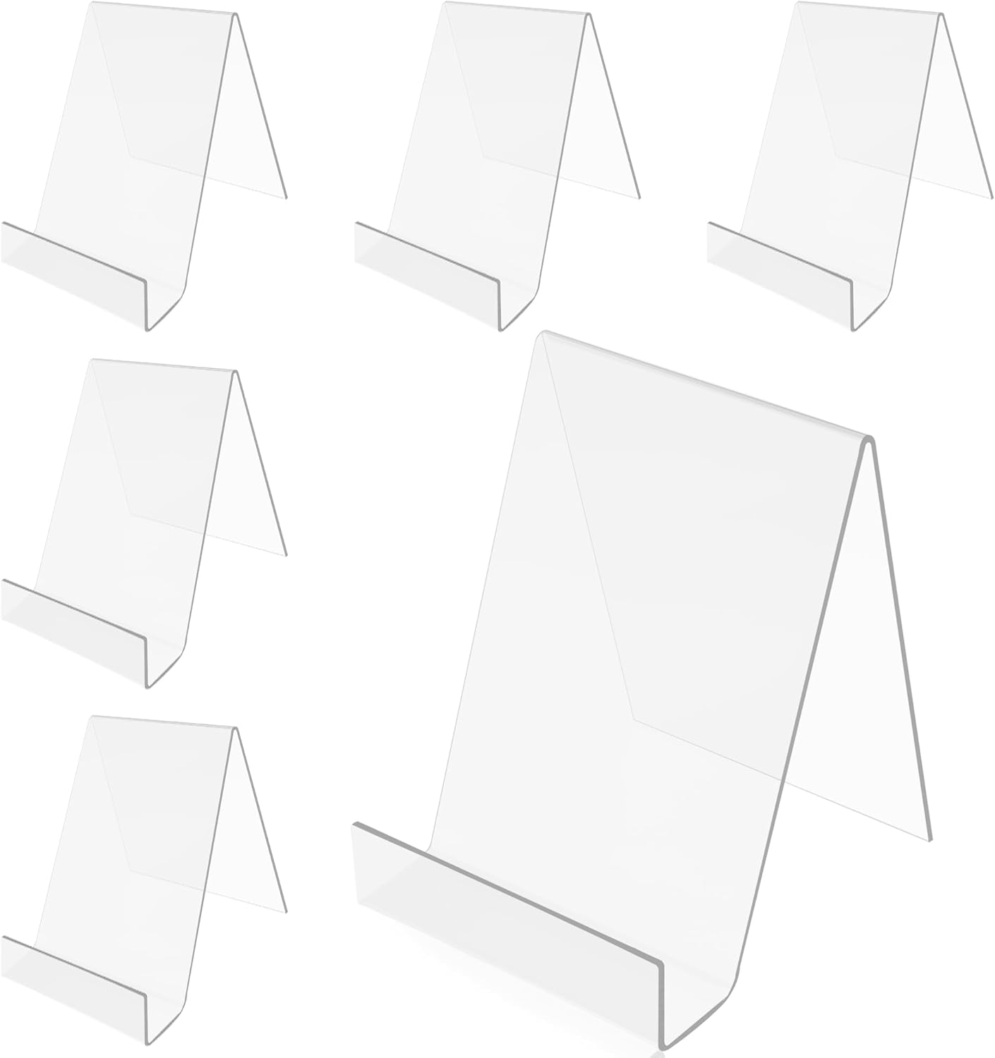 Acrylic Book Stand, Clear Display Holder, Pack of 6 Easels for Books ...