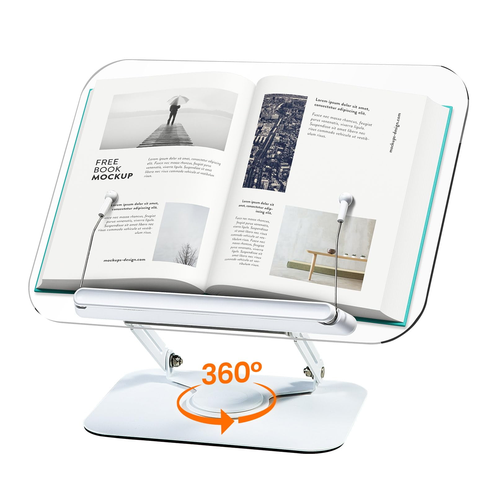 Acrylic Book Stand for Reading, Adjustable Book Holder with 360 ...