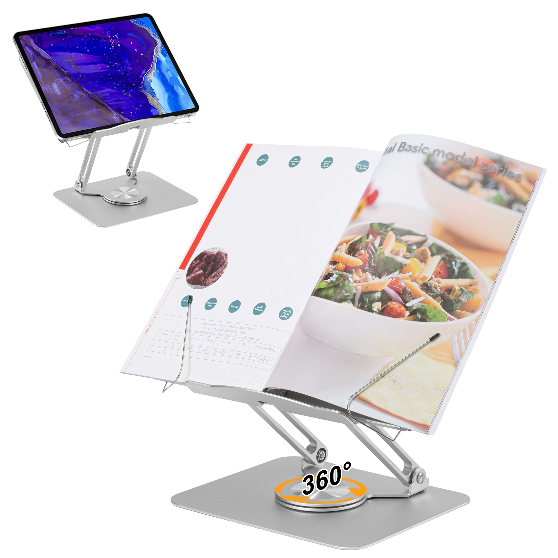 Acrylic Book Stand for Reading, 360°Rotating & Height Adjustable ...