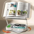 Acrylic Book Stand with Storage, 360° Rotating, Foldable Adjustable ...