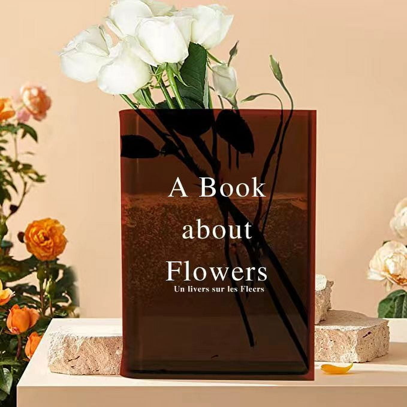 Acrylic Book Vase,Transparent Flower Vase Book Vase for Flowers,Clear ...