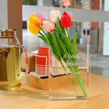 Book Vase, Acrylic Book Vase for Flowers, Book Flower Vase Clear, A ...