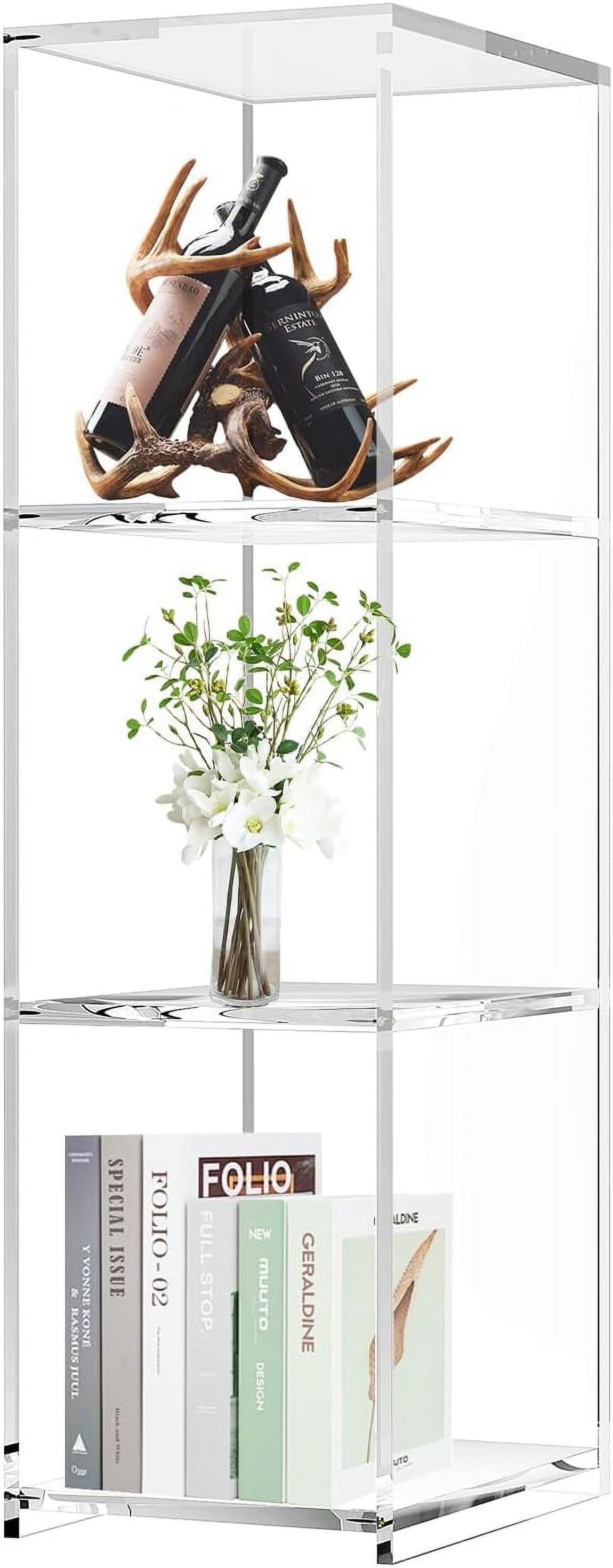 Acrylic Bookcase 3-Tier, Clear Acrylic Bookshelf, Open Display Storage ...