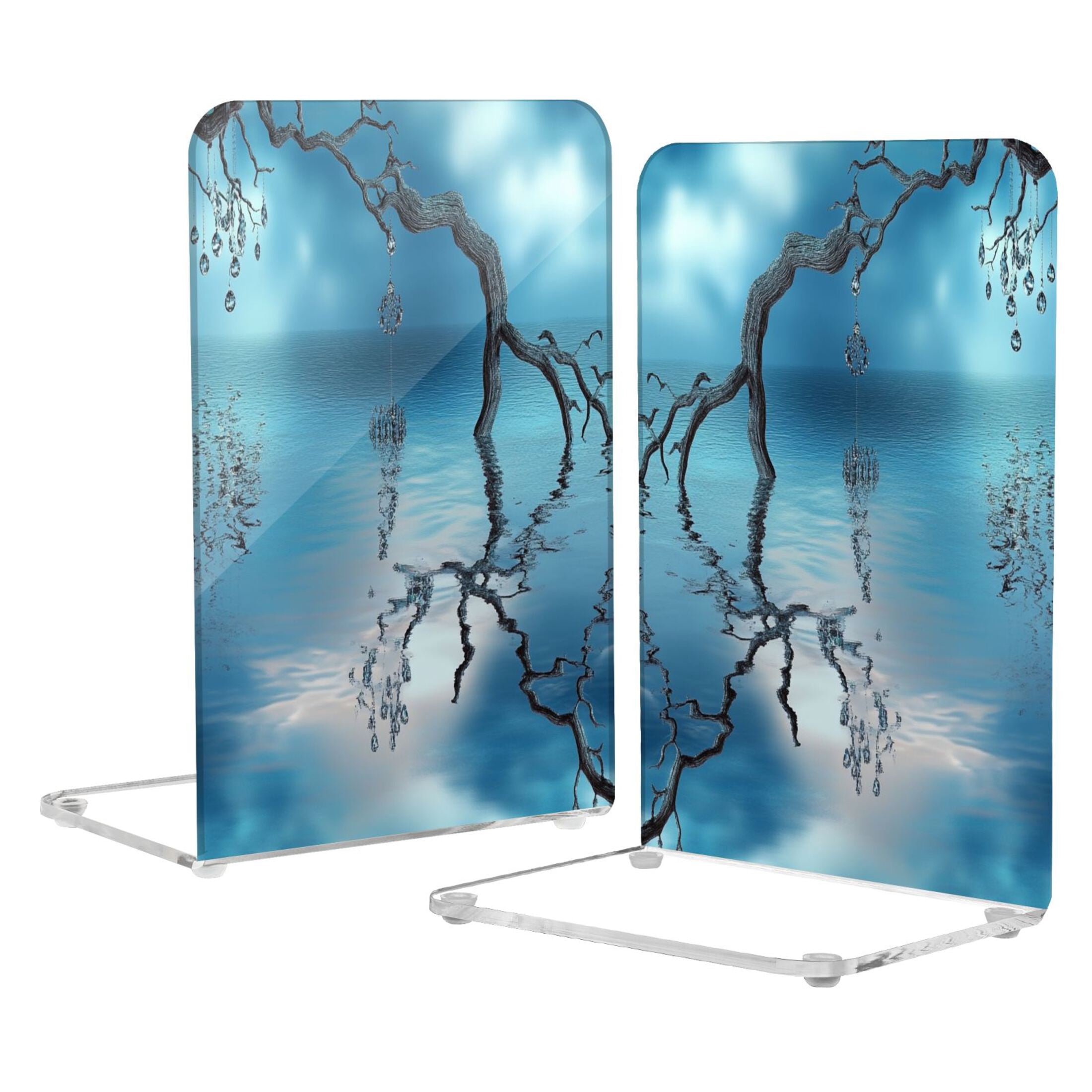 Acrylic Bookends 2 Pairs Decorative Book Stoppers for Home Office Desk ...