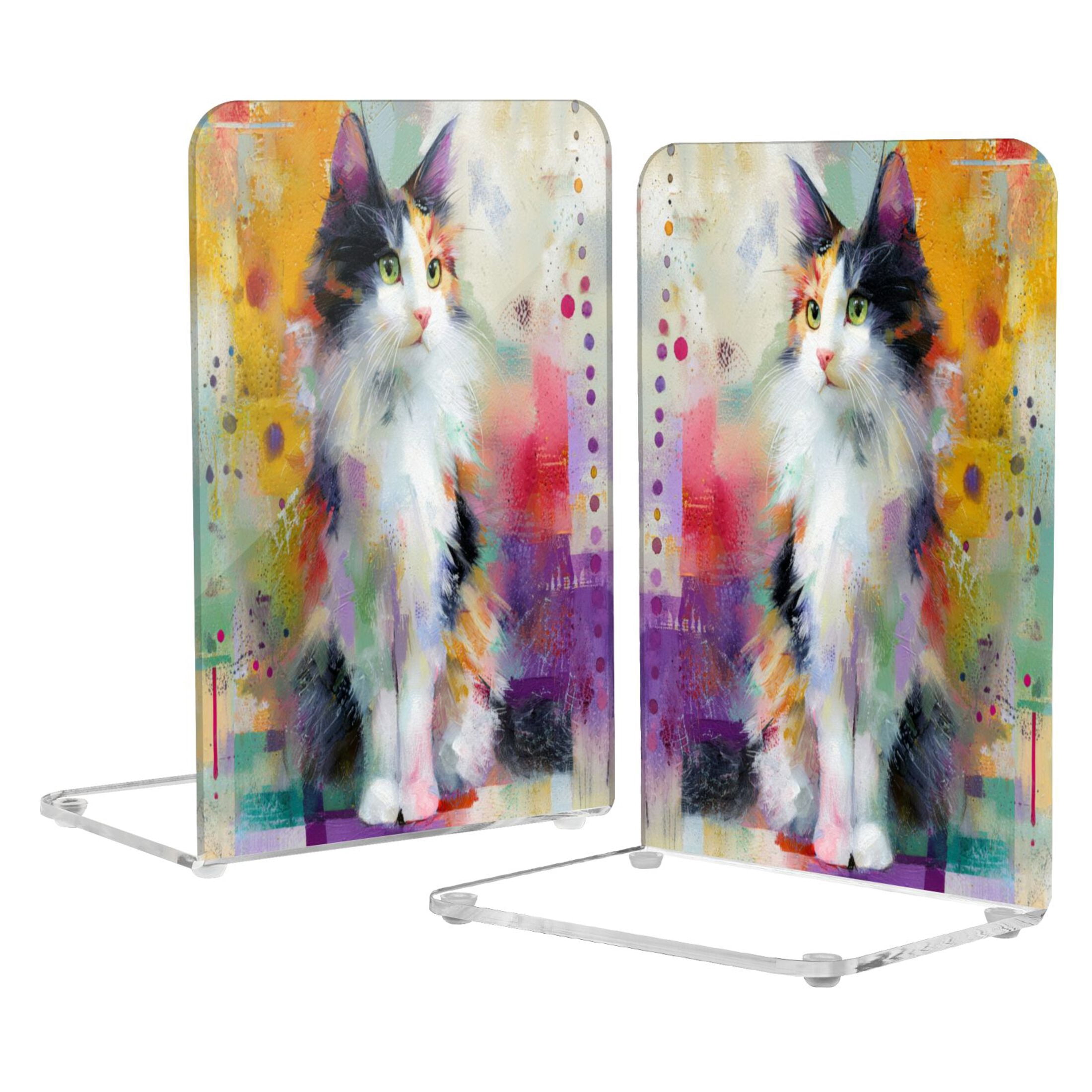 Acrylic Bookends 2 Pairs Decorative Book Stoppers for Home Office Desk ...
