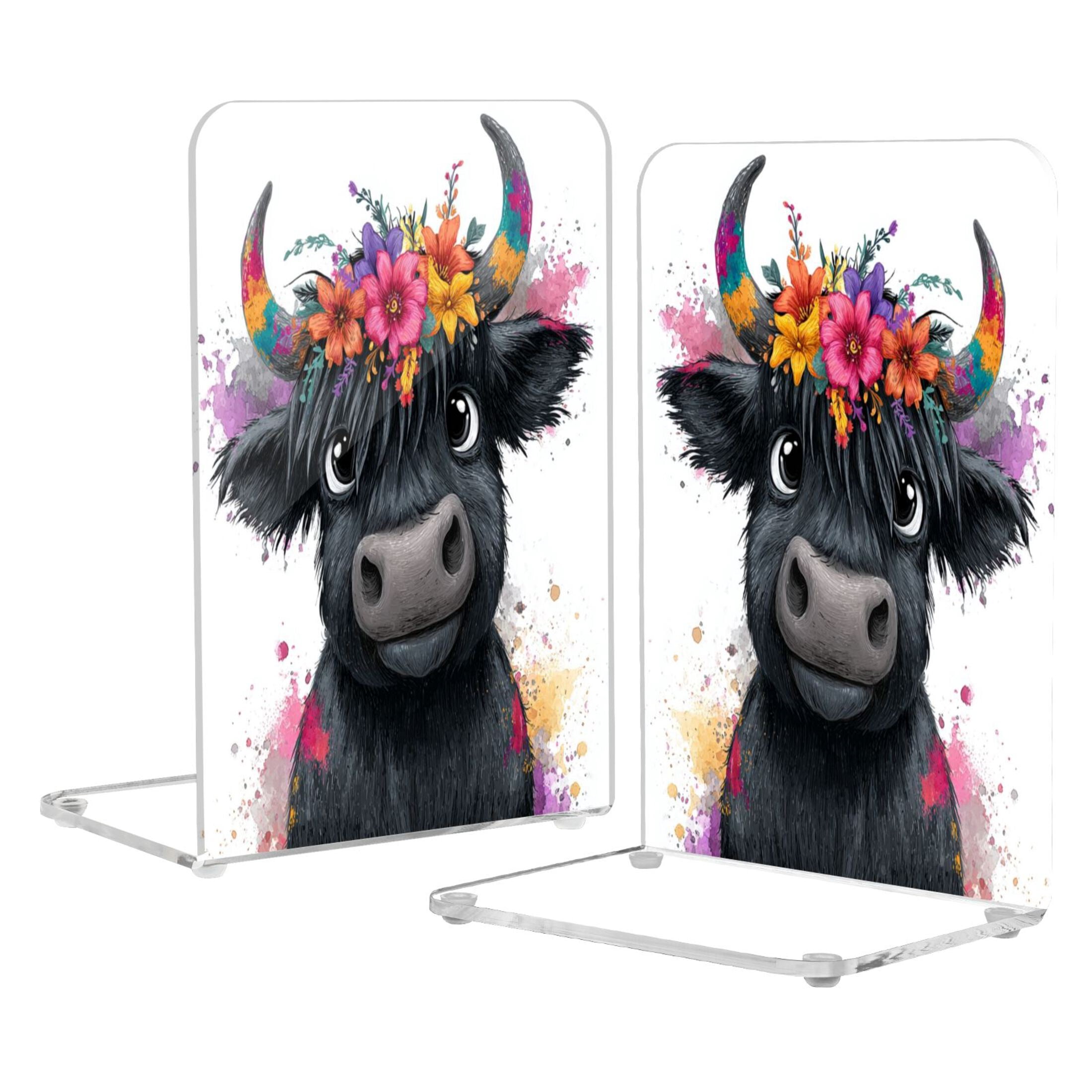 Acrylic Bookends 2 Pairs Decorative Book Stoppers for Home Office Desk ...