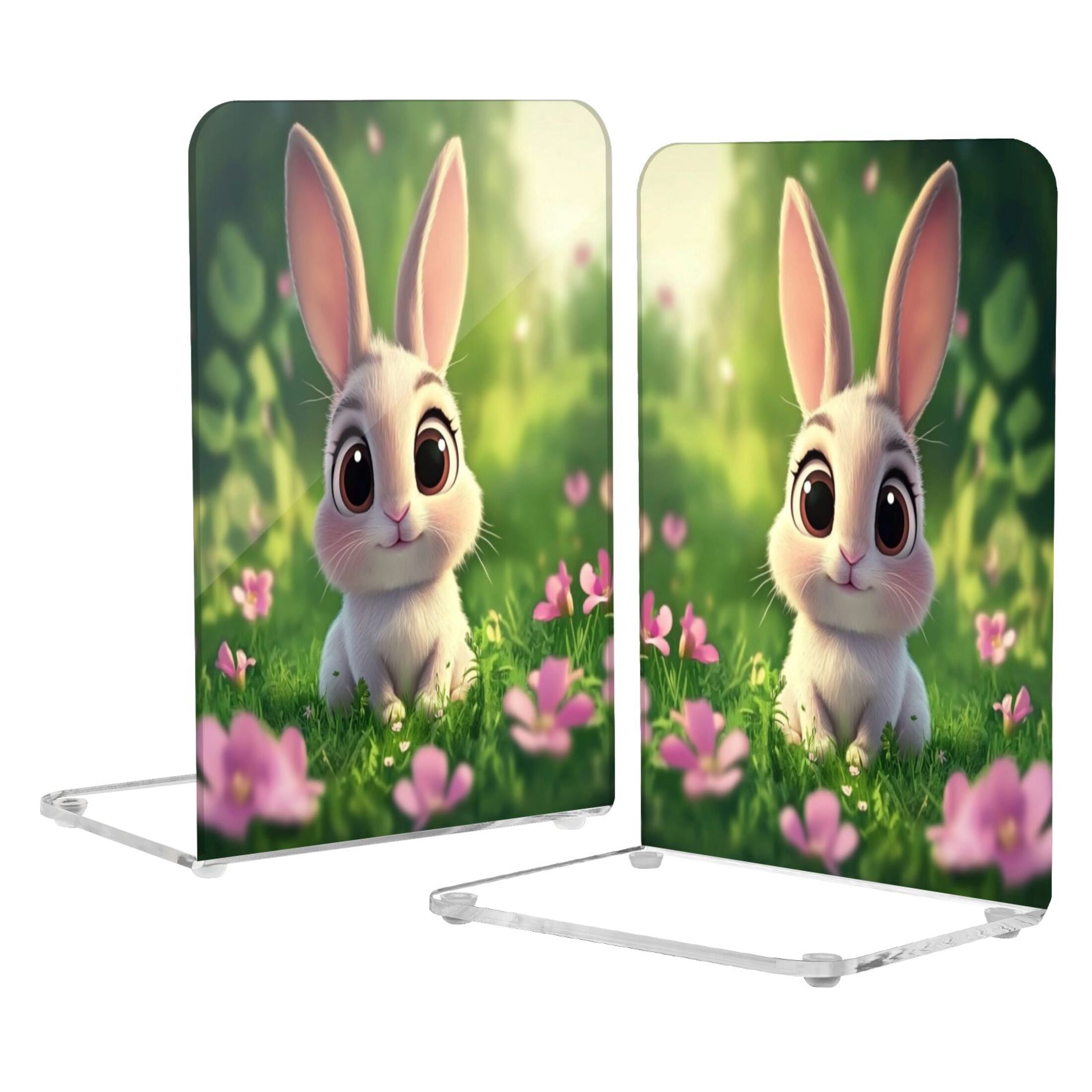 Acrylic Bookends 2 Pairs Decorative Book Stoppers for Home Office Desk ...