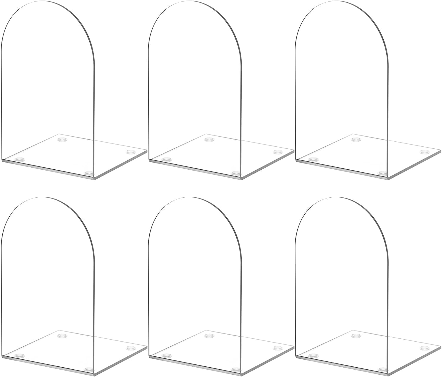 Acrylic Bookends 6 Pieces, Book Ends for Shelves, Clear Bookends for ...