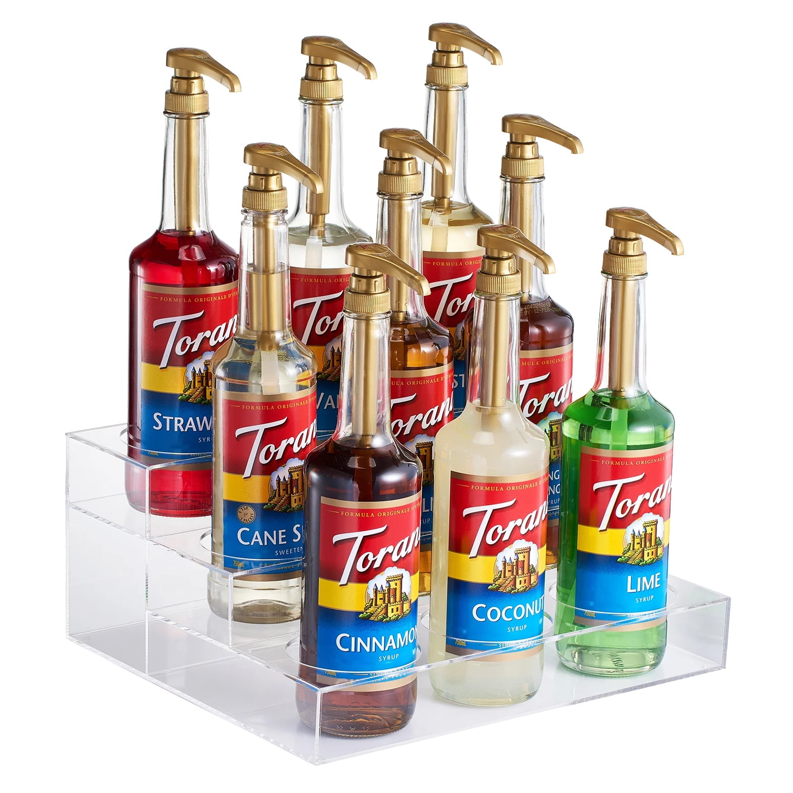 Acrylic Bottle Holder, Coffee Syrup Rack Display Case | 3-Tiered 9 ...