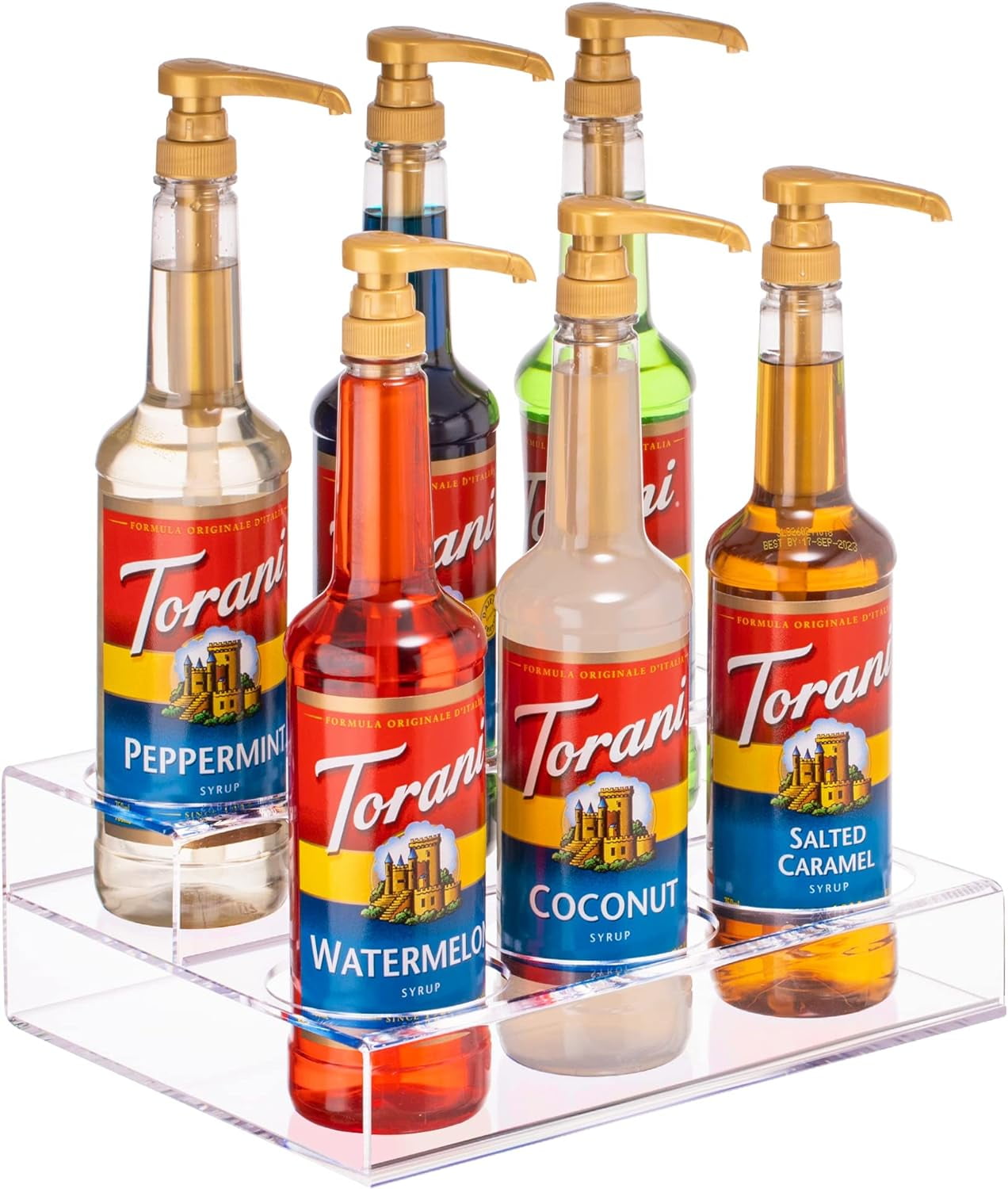 Acrylic Bottle Holder | Wine Display Riser | 6 Bottles, 2 Tier Rack ...