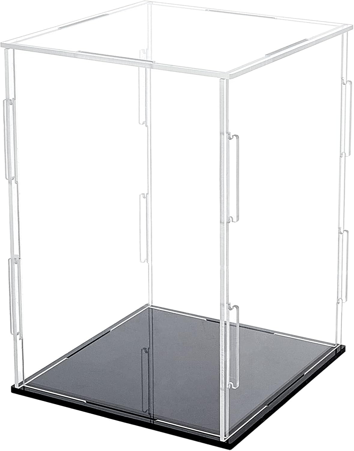 Acrylic Box with Black Stand and Rubber Band 4x4x6 inch Cube Clear ...