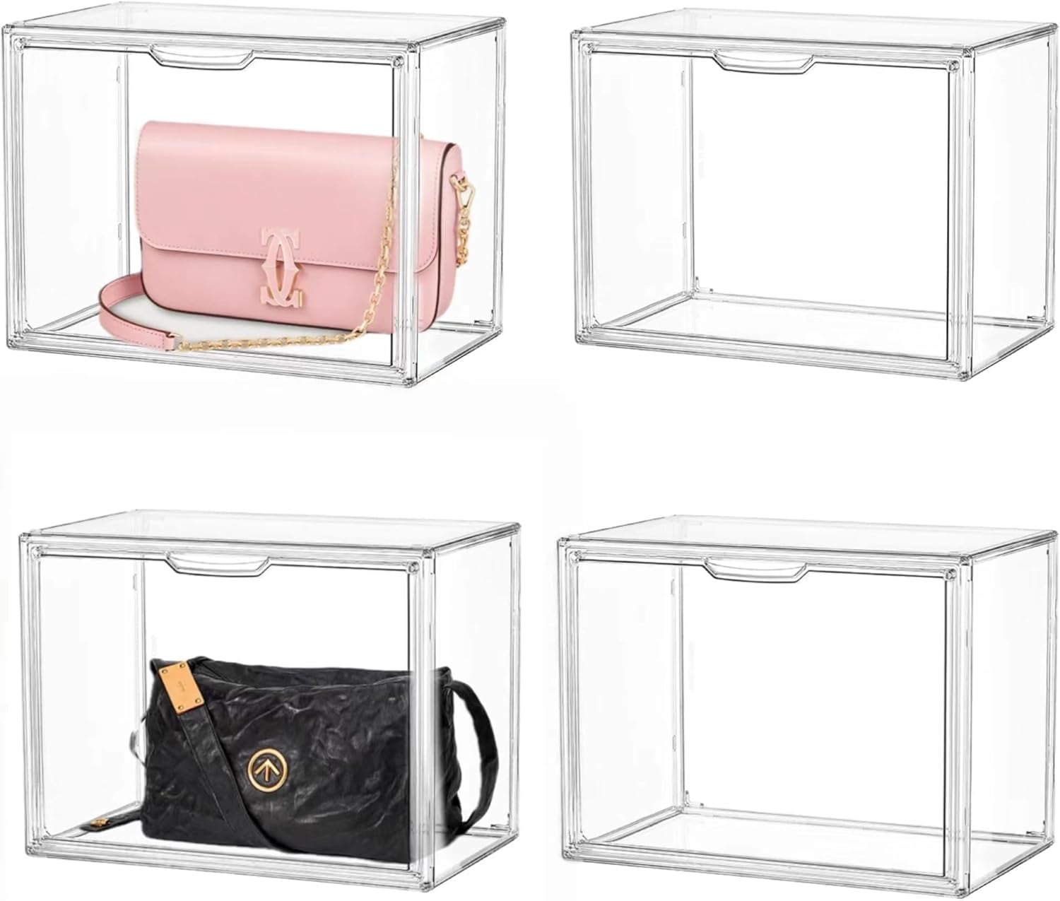 Acrylic Box Display Case, Clear Plastic Stackable Storage Bins with ...