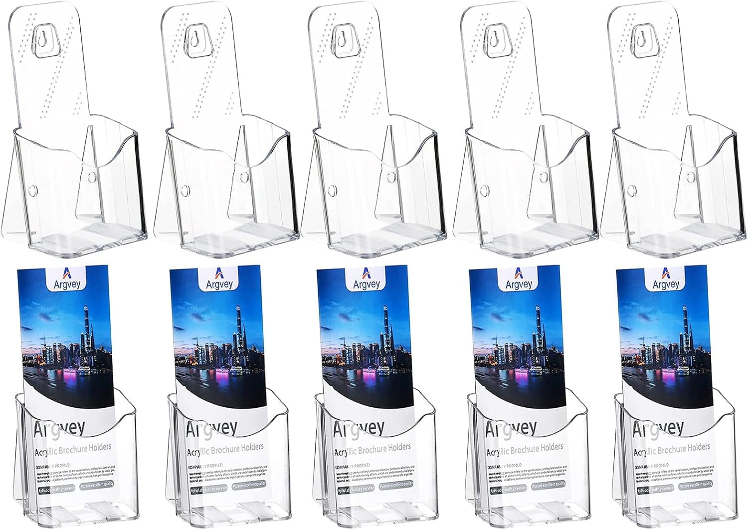 Acrylic Brochure Holder, 10 Pack Plastic Trifold 4 Inches Wide Pamphlet ...