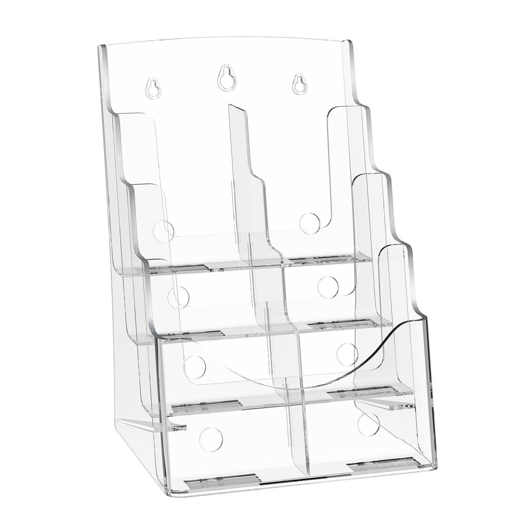 Acrylic Brochure Holder 8.5 x 11, 4-Tier Clear Display Stand - Office ...