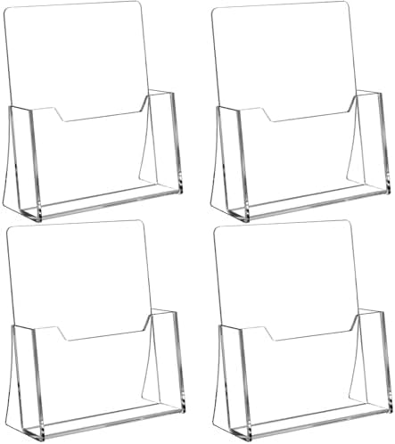 Acrylic Brochure Holder 8.5 x 11 inch 4 Pack, Clear Acrylic Plastic ...