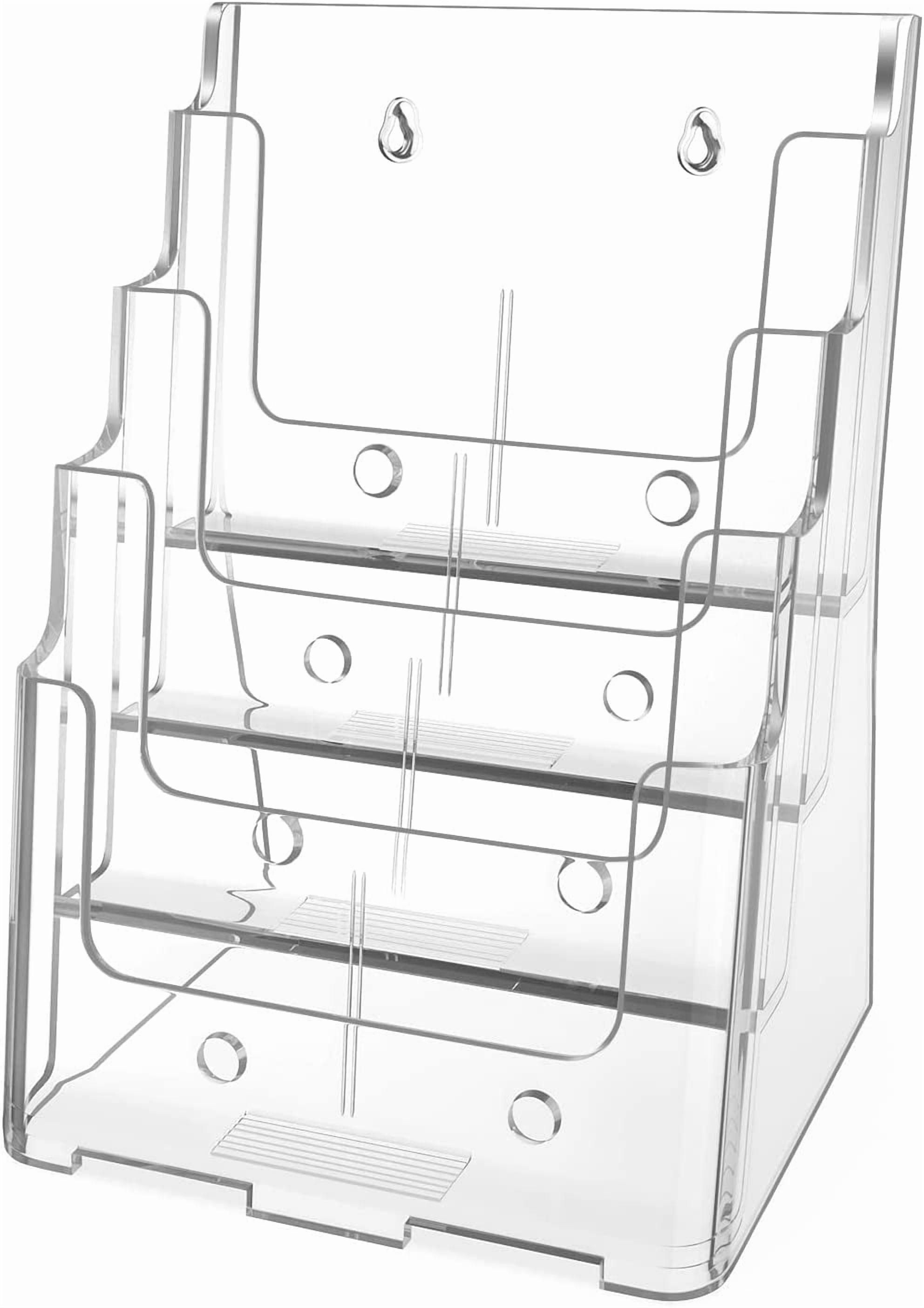 Acrylic Brochure Holder 8.5 x 11 inch, 4 Tier Clear Literature ...