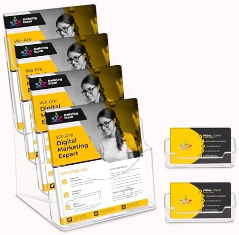 Acrylic Brochure Holder 8.5 x11”, 4 Tier Clear Literature Magazine ...