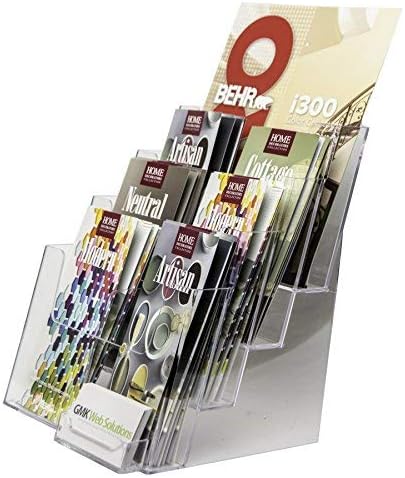 - Acrylic Brochure Holder with Business Card Pocket - 4 Tier Pamphlet ...