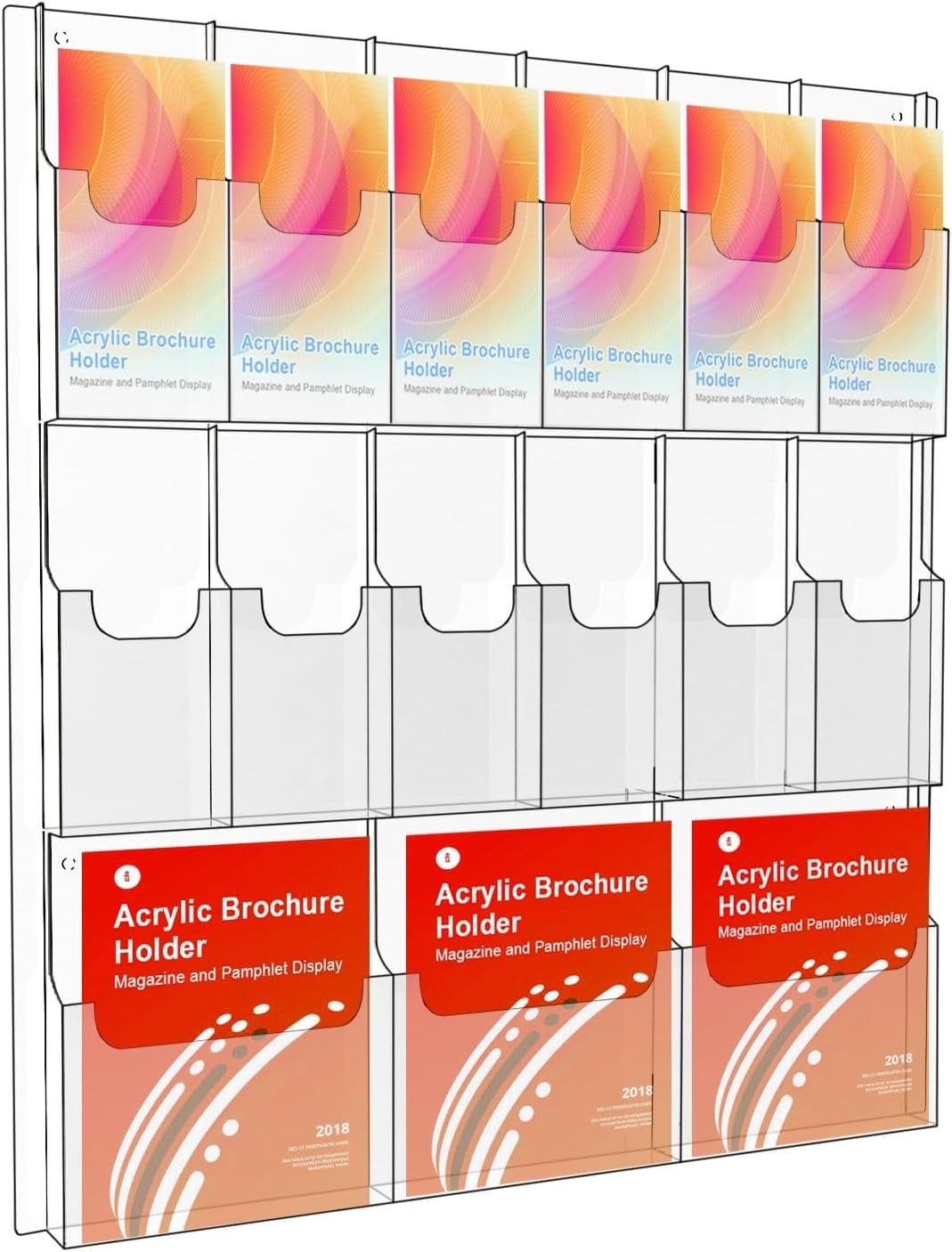 Acrylic Brochure Holder Wall Mount, Magazine and Pamphlet Display ...
