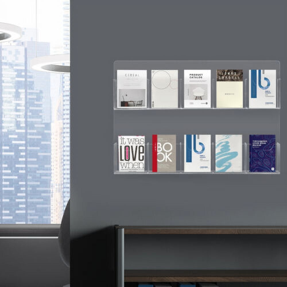Acrylic Brochure Pamphlet Clear Pocket Holder 10 Slot Holder Rack Wall ...
