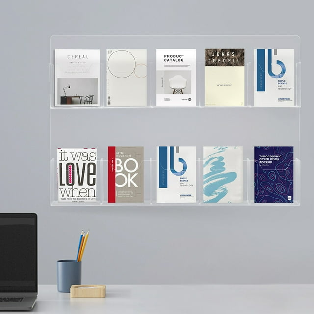 Acrylic Brochure Rack Pamphlet Holder 10 Slot Holder Rack Wall Mount ...