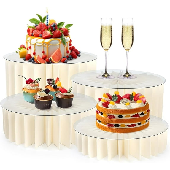 Acrylic Buffet Risers & Cylinder Display Stands, Tall Dessert & Cake ...