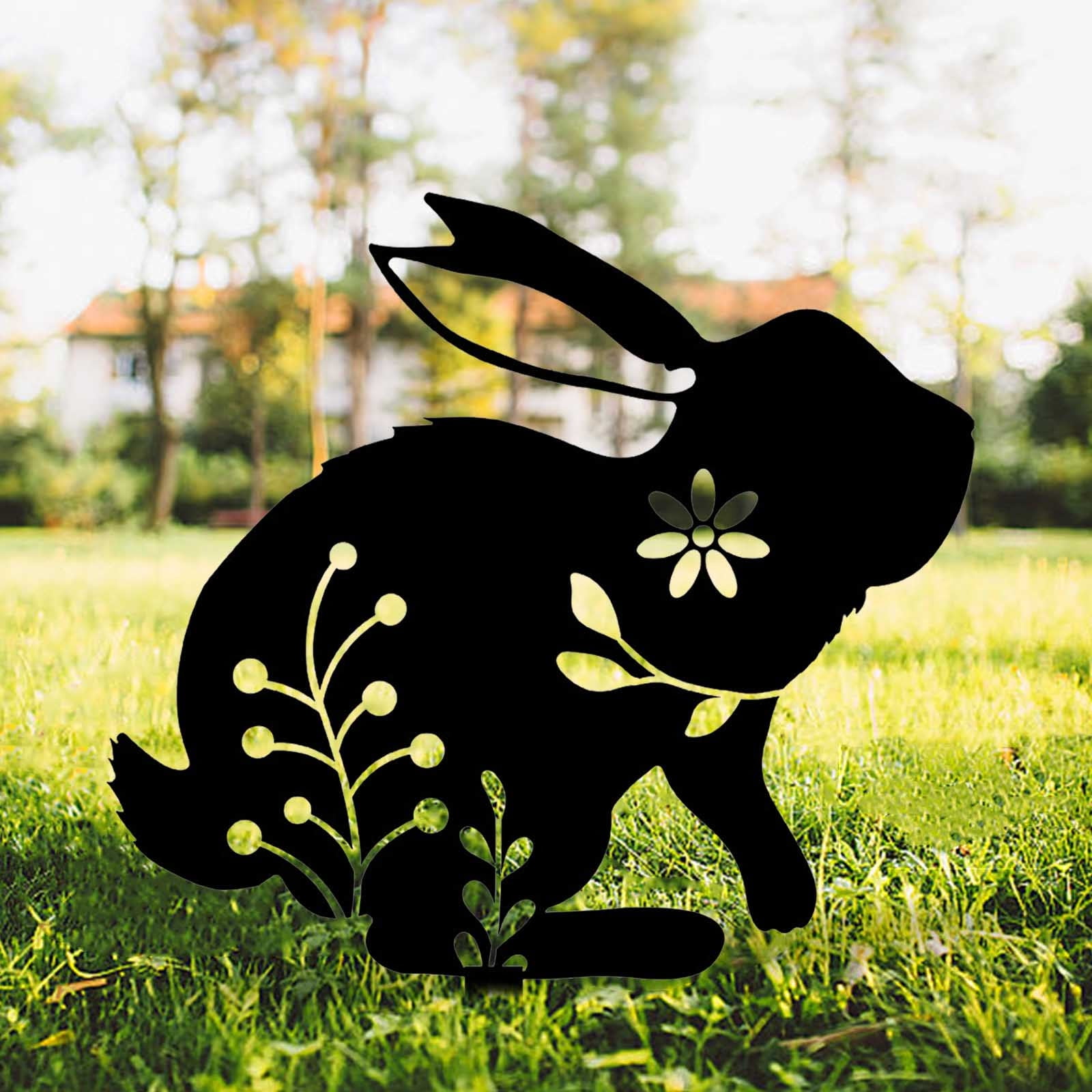Acrylic Bunny Garden Decor, 17" Rabbit Yard Decor, Metal Yard Art ...