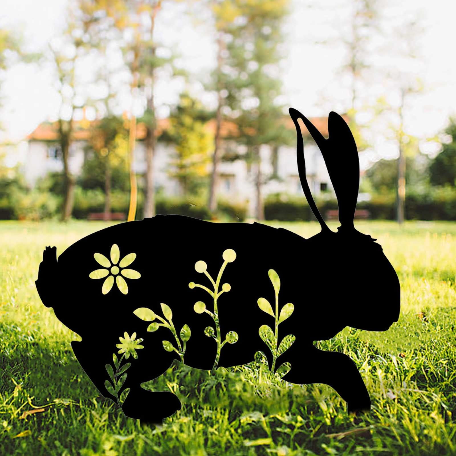 Acrylic Bunny Garden Decor, 17" Rabbit Yard Decor, Metal Yard Art ...