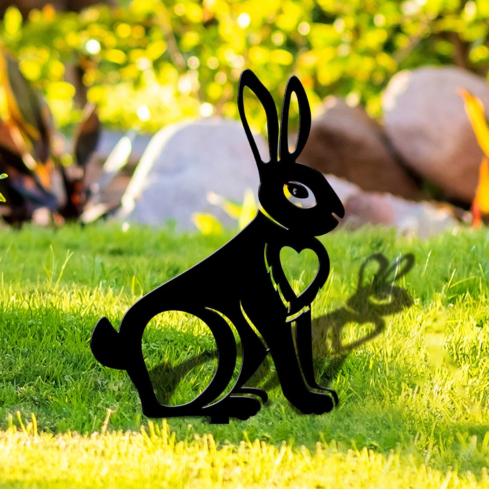Acrylic Bunny Garden Decor, 17" Rabbit Yard Decor, Metal Yard Art ...