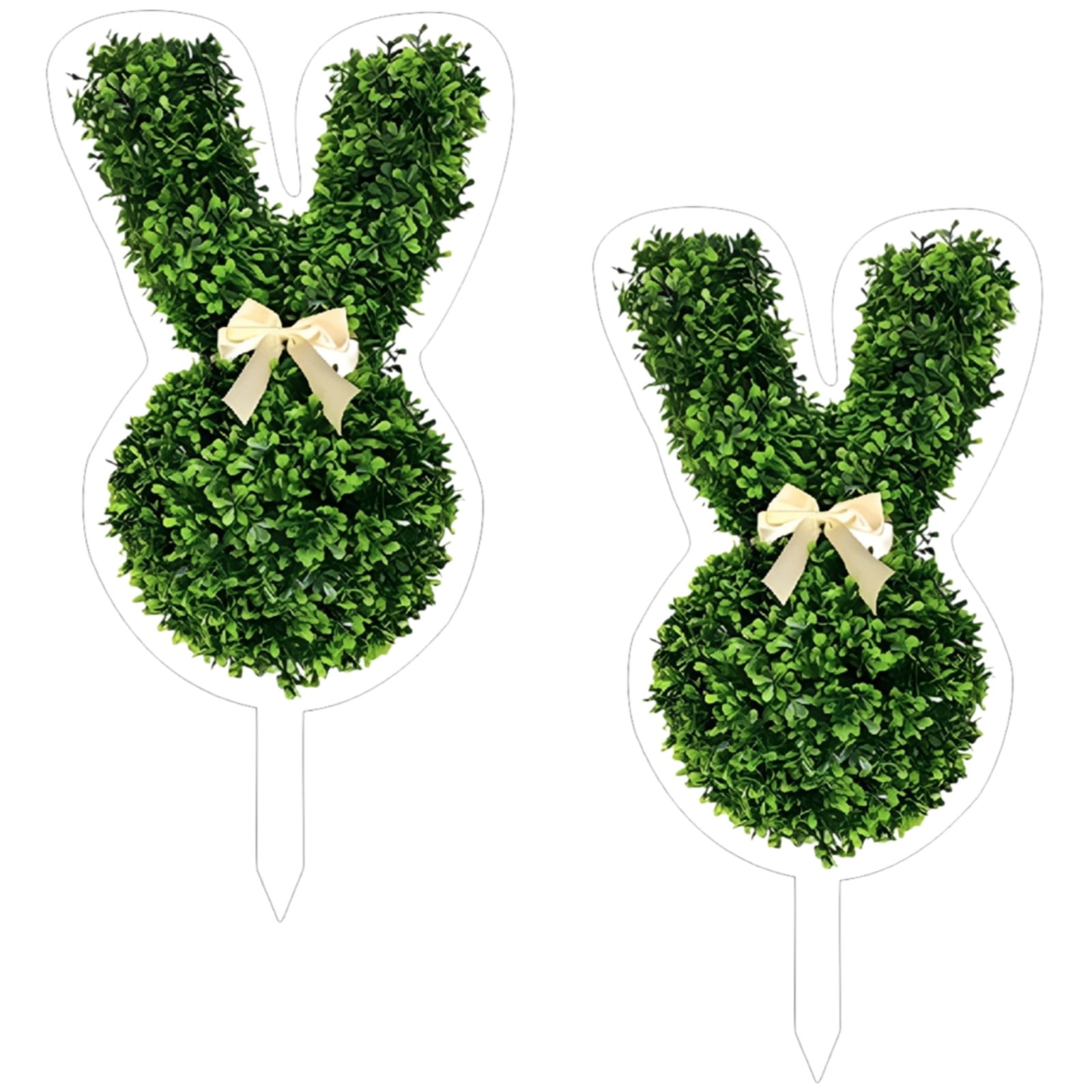 Acrylic Bunny Topiary Outdoor, 2 PCS 15.35 inch Artificial Easter Bunny ...