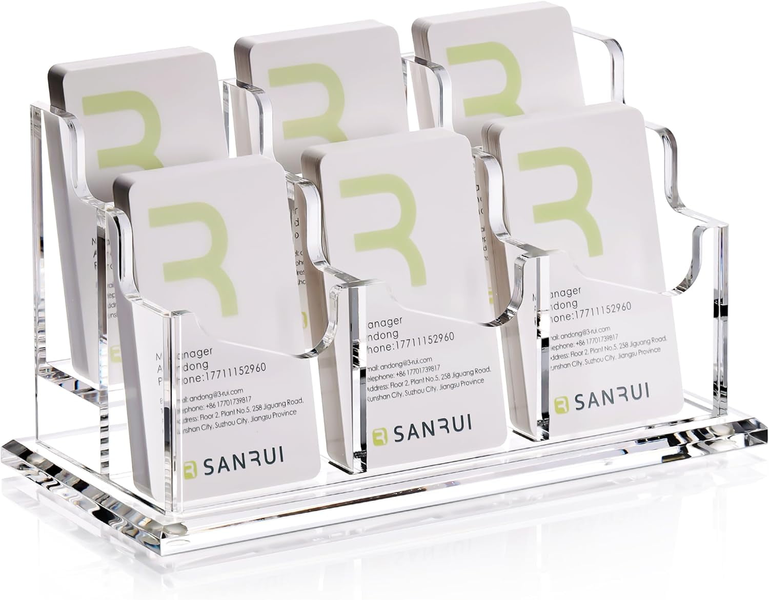 Acrylic Business Card Holder - 2 Tier Vertical Cards Display, Clear ...