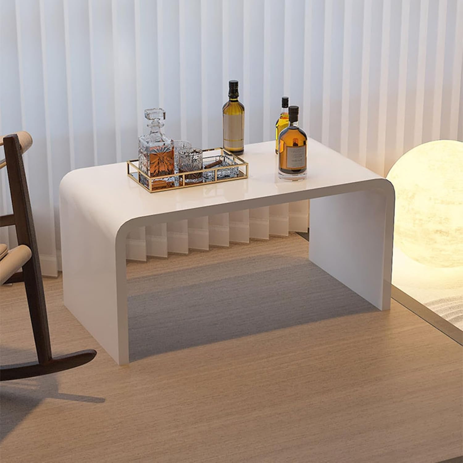 Acrylic C Shaped End Table for Couch, White Acrylic Sofa Side Table ...