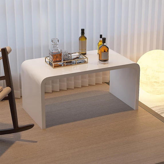 Acrylic C Shaped End Table for Couch, White Acrylic Sofa Side Table ...
