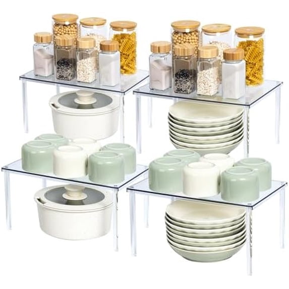 Acrylic Cabinet Organizer, Set of 4 Spice Rack Organizer for Cabinet ...