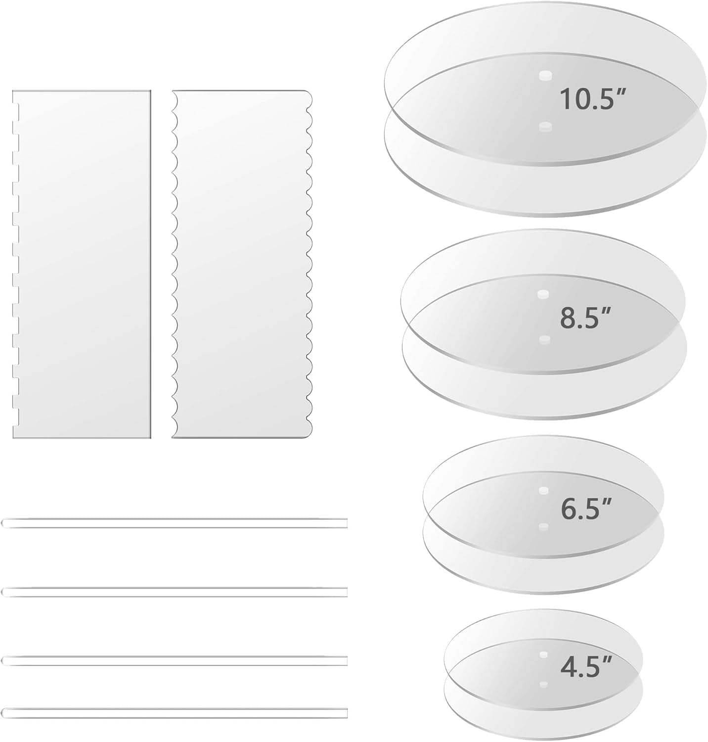Acrylic Cake Disc, Round 4.5/6.5/8.5/10.5 Inch Acrylic Cake Disk Set ...