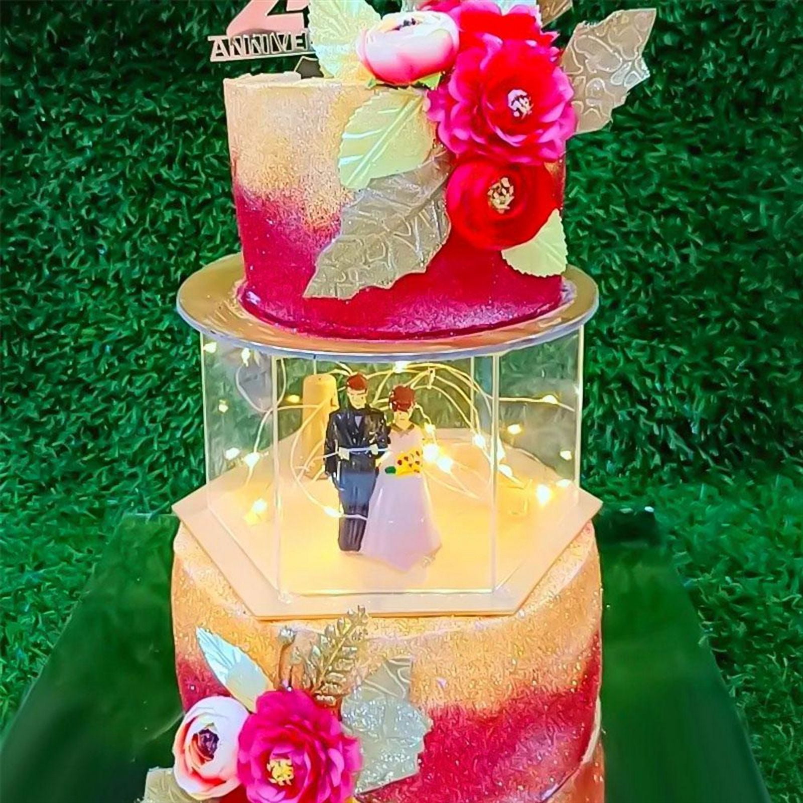 Acrylic Cake Display Board Hexagonal Cake Tray DIY Cake Refillable ...