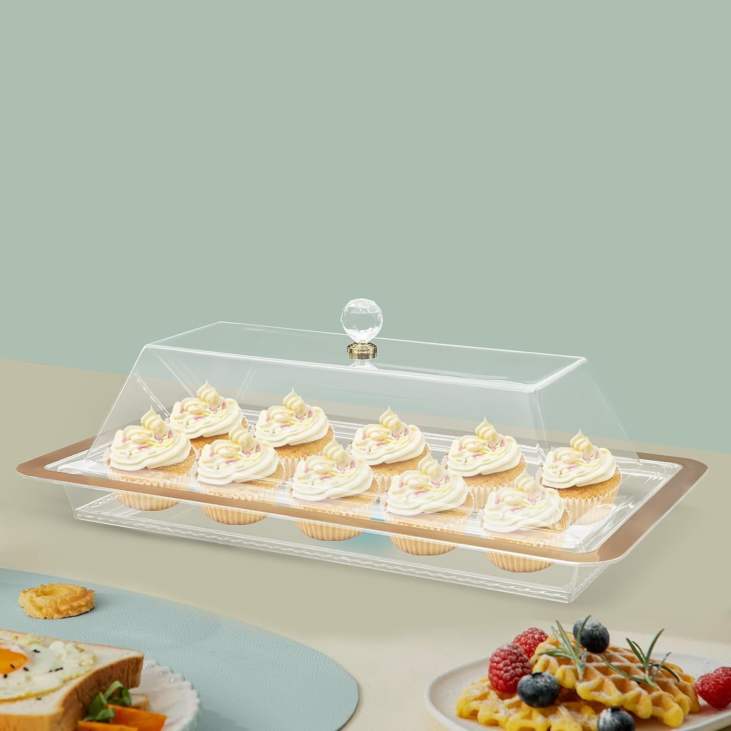 Acrylic Cake Stand Serving Tray with Lid, Wedding Cake Stand with Cover ...