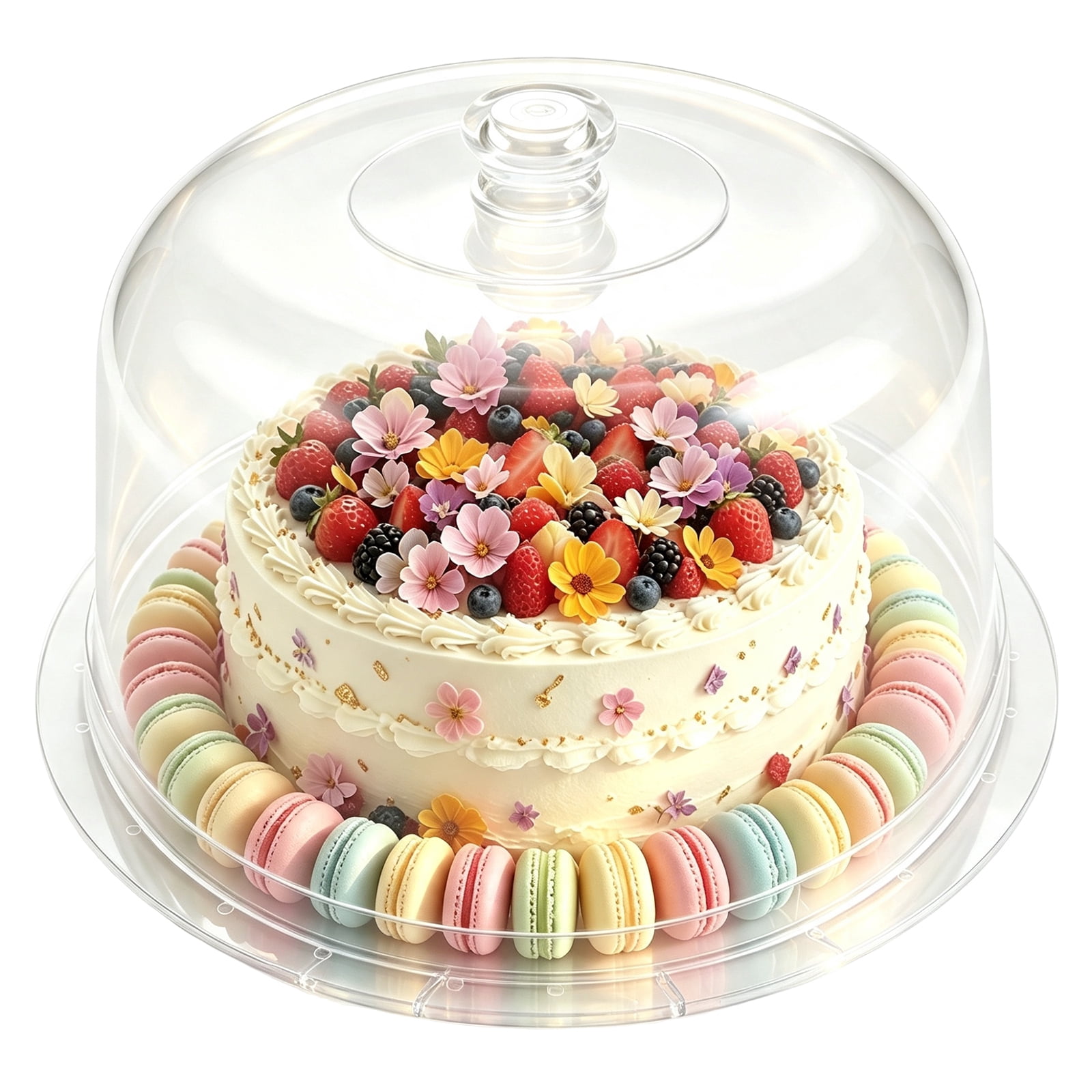 Acrylic 6-in-1 Multifunctional Cake Stand with Dome Lid, 12.2 Inch ...