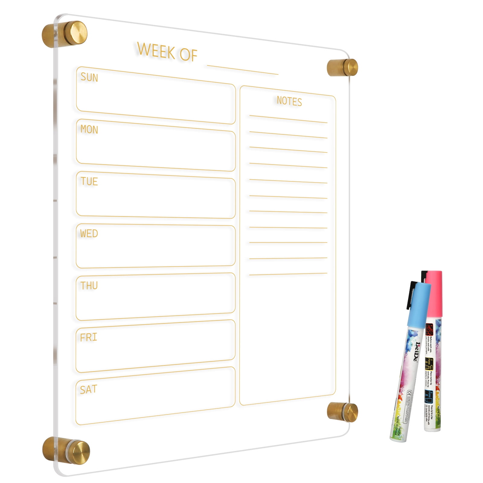 Acrylic Calendar for Wall, 12"x14" Ultra Clear Golden Dry Erase Board ...