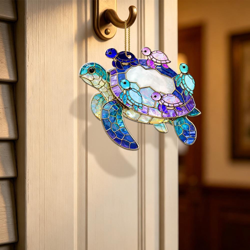 Acrylic Car Pendant with Sea Turtle Family, 8 cm Gradient Color Ocean ...