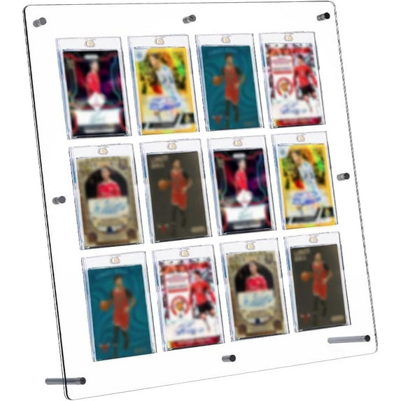 Acrylic Card Display Case 12 Holds Clear PVC Desktop Sport Card ...