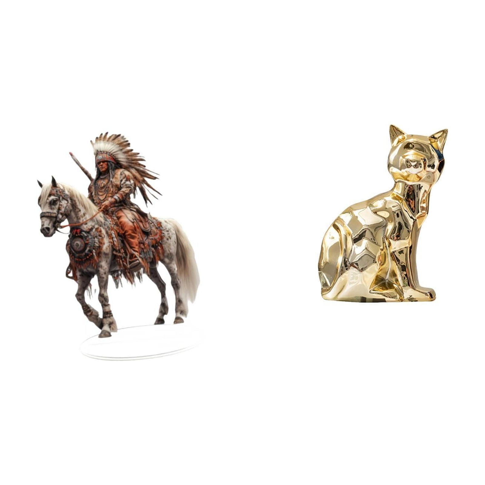 Acrylic Cat Knight Sculpture Waterproof Ornament for Office Desk Shelf ...