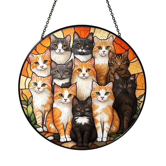 Acrylic Cat Suncatcher Window Decor Stained Glass Look Hanging ...