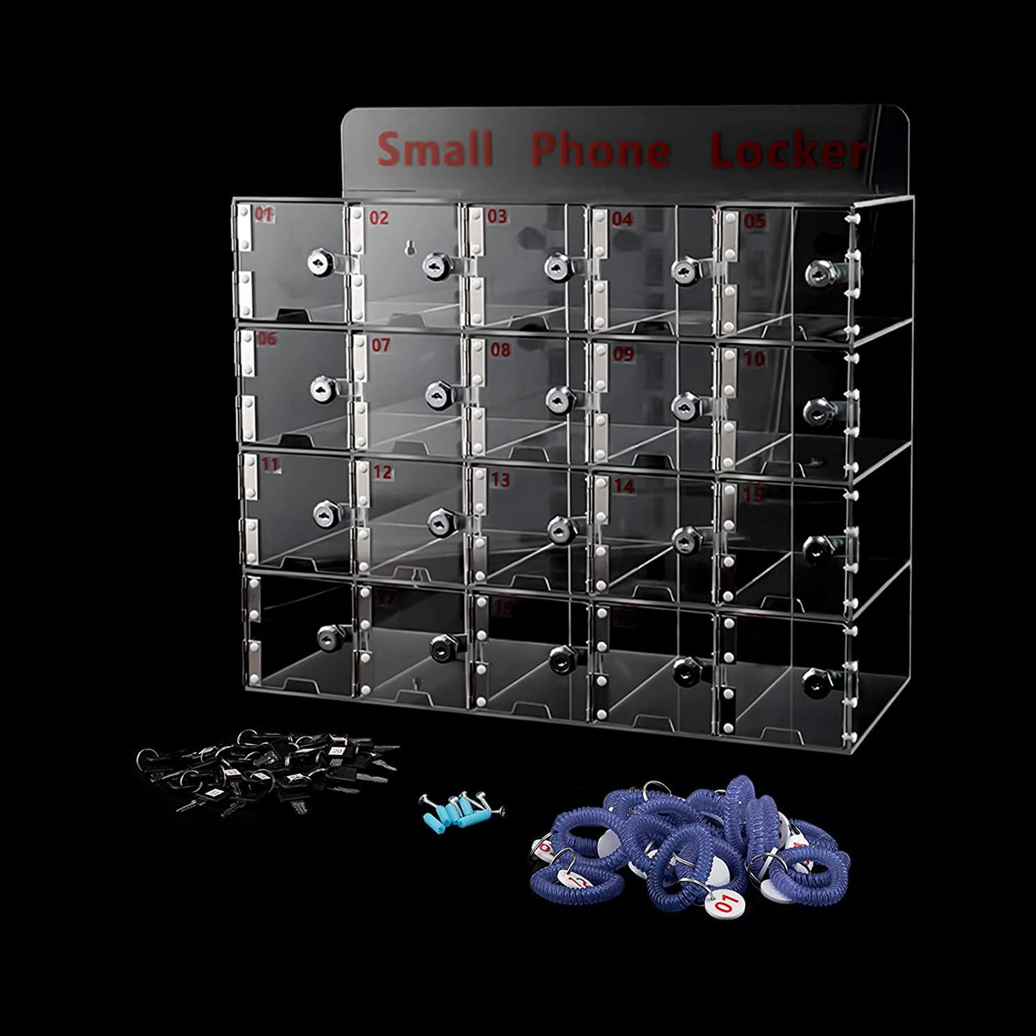 Acrylic Cell Phones Storage Cabinet with Lock 20 Doors Clear Pocket ...