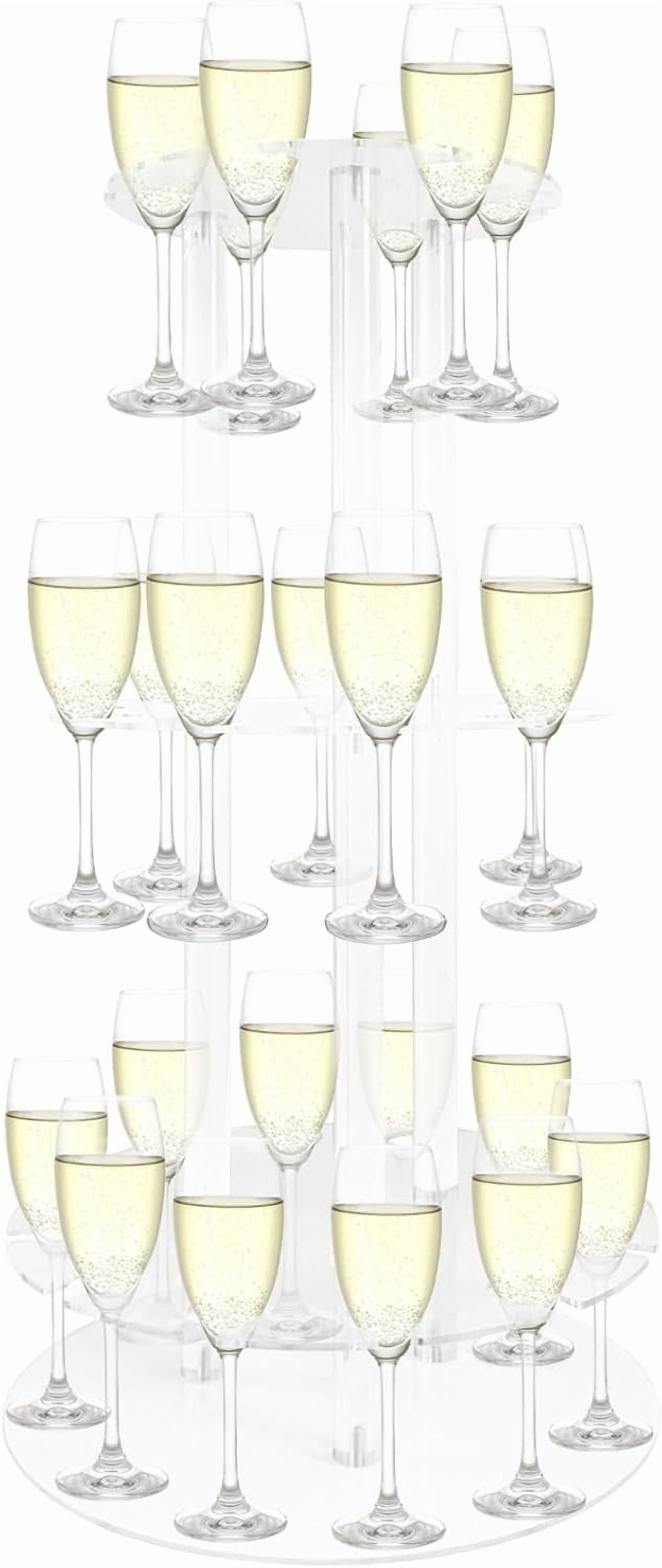 Acrylic Champagne Holder for Party with 28 Slots 3 Tier Round Champagne ...