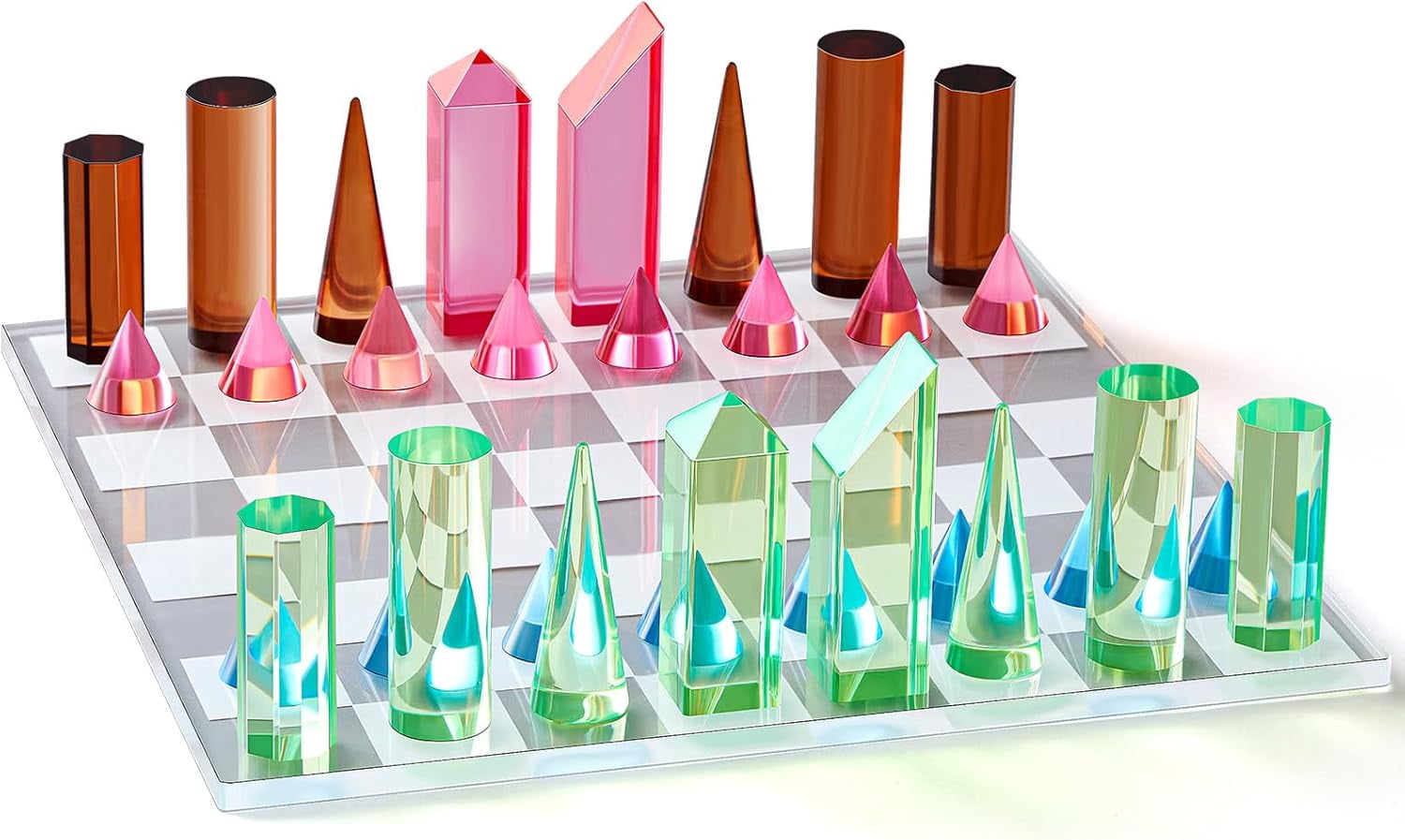 Acrylic Chess Set, 11. 8 x 11. 8 Inch Large Modern Acrylic Checkers Set ...