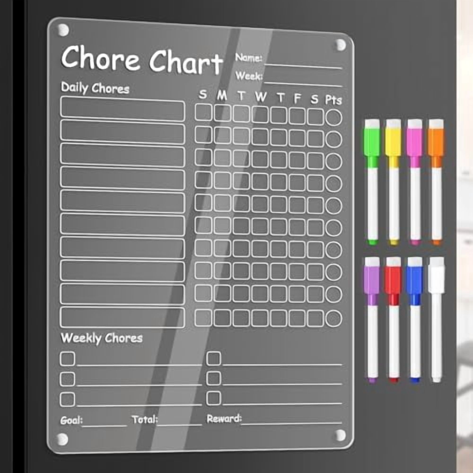 Acrylic Chore Chart Clear Dry Erase Checklist Chore Boars for Family ...